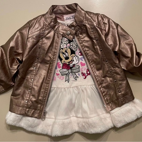 Disney | Jackets & Coats | Nwot Little Lass Rose Gold Faux Leather ...